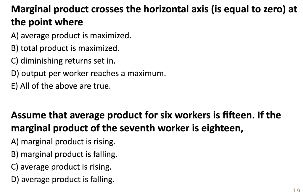 Solved Marginal product crosses the horizontal axis (is | Chegg.com