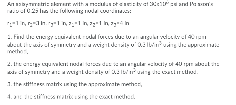 An axisymmetric element with a modulus of elasticity | Chegg.com