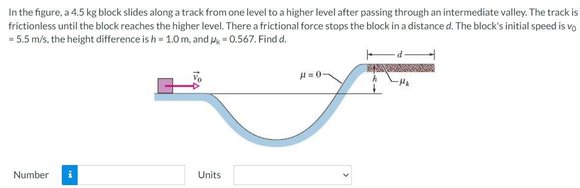 Solved In the figure, a 4.5 kg block slides along a track | Chegg.com