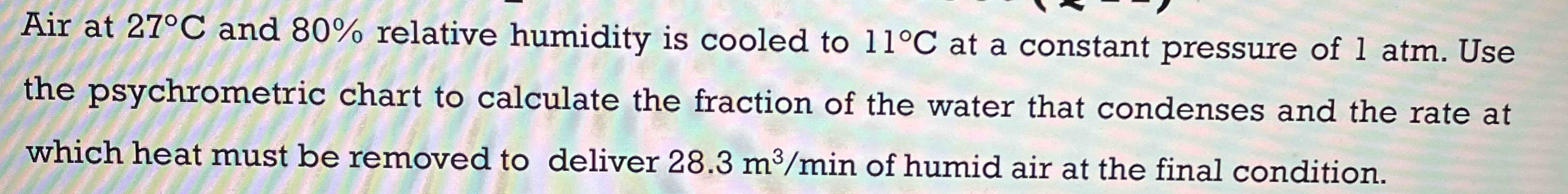 Solved Air at 27°C ﻿and 80% ﻿relative humidity is cooled to | Chegg.com