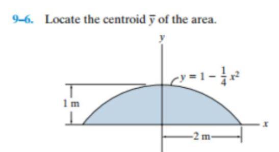 Solved 9-6. Locate the centroid 5 of the area. cy=1-1 1 m I | Chegg.com