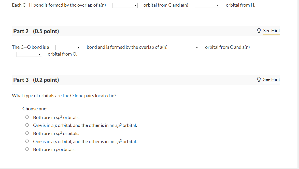 [Solved]: The Lewis structure for methanol, CH3OH, is show