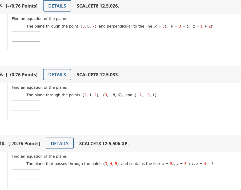 Solved 8. [-/0.76 Points] DETAILS SCALCET8 12.5.026. Find an | Chegg.com