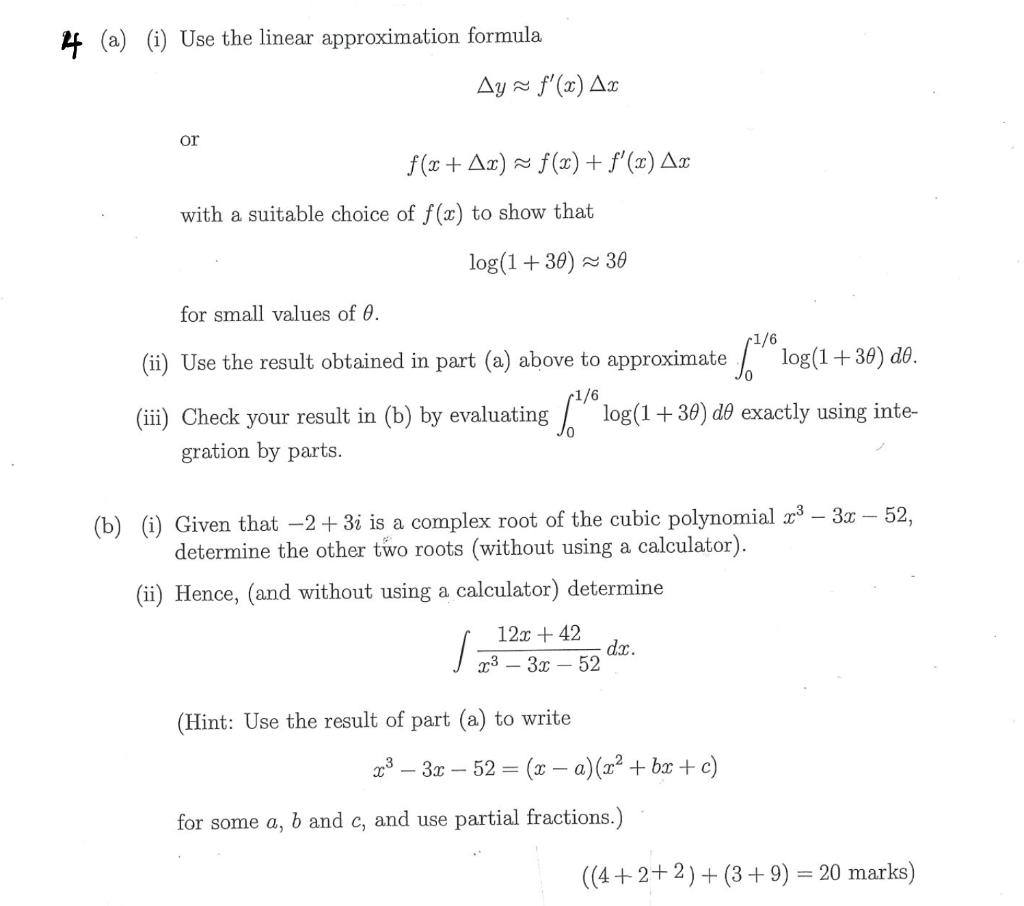 Solved (a) (i) Use the linear approximation formula | Chegg.com
