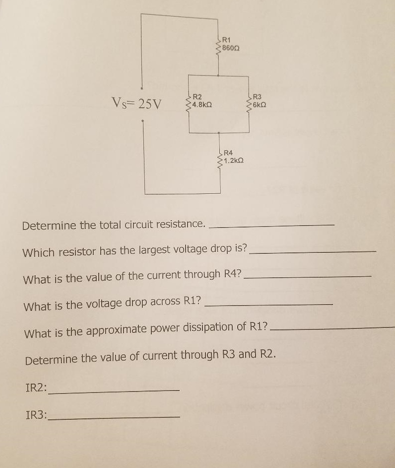 Solved R1 8602 R2 R3 R4 1.2kQ Determine the total circuit | Chegg.com