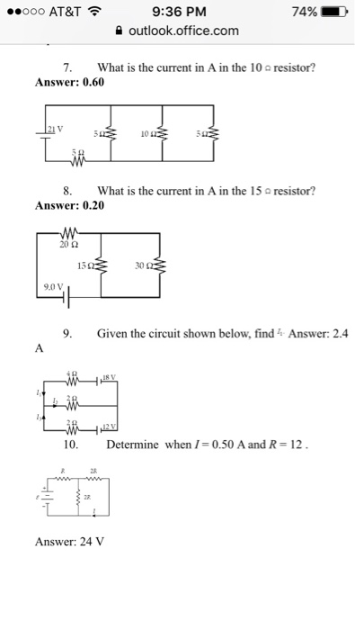 Solved What is the current in A in the 10 ohm resistor? | Chegg.com