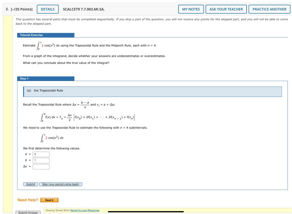 Solved ack to the skipped part. Tutorial Exercise Estimate | Chegg.com