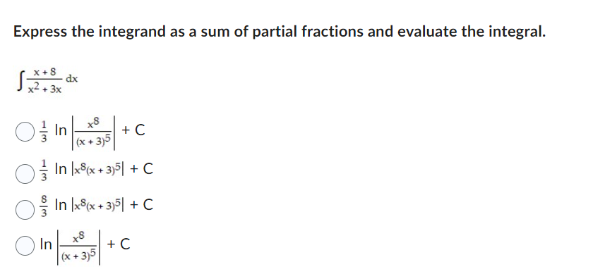 Solved Express the integrand as a sum of partial fractions | Chegg.com