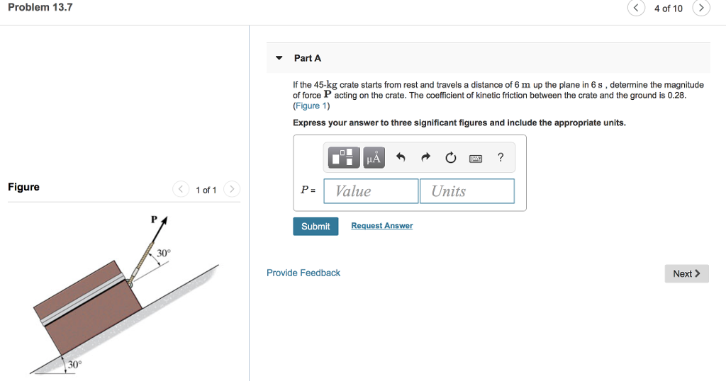Problem 13.7 4 of 10 > Part A If the 45-kg crate | Chegg.com