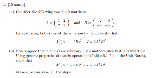Solved (a) Consider the following two \( 2 \times 2 \) | Chegg.com