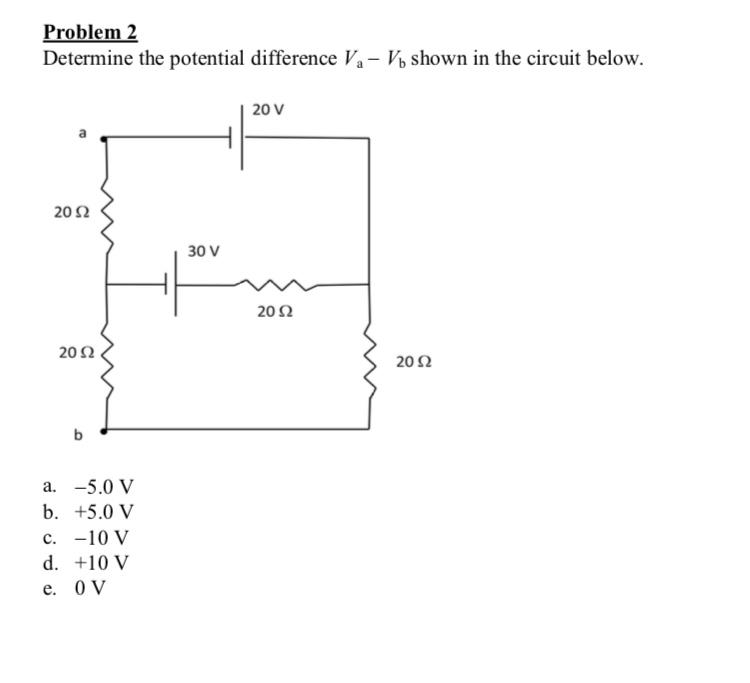 Solved 5 Problem 2 Determine the potential difference Va Vb | Chegg.com