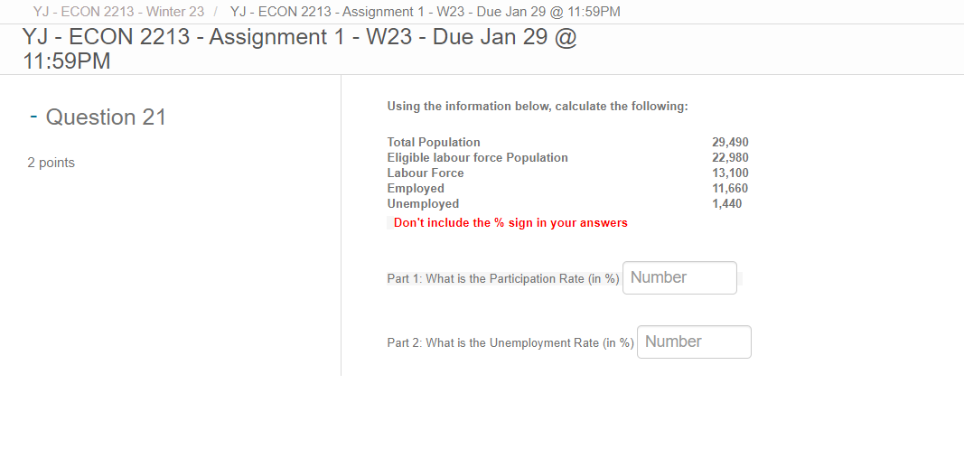 Solved Using the information below, calculate the following: | Chegg.com