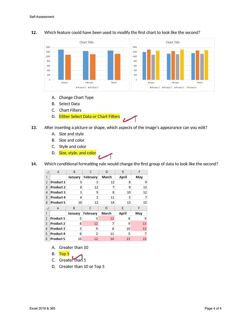 Solved 1. Changing the chart style does not change its | Chegg.com
