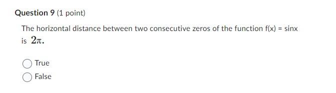 Solved The horizontal distance between two consecutive zeros | Chegg.com
