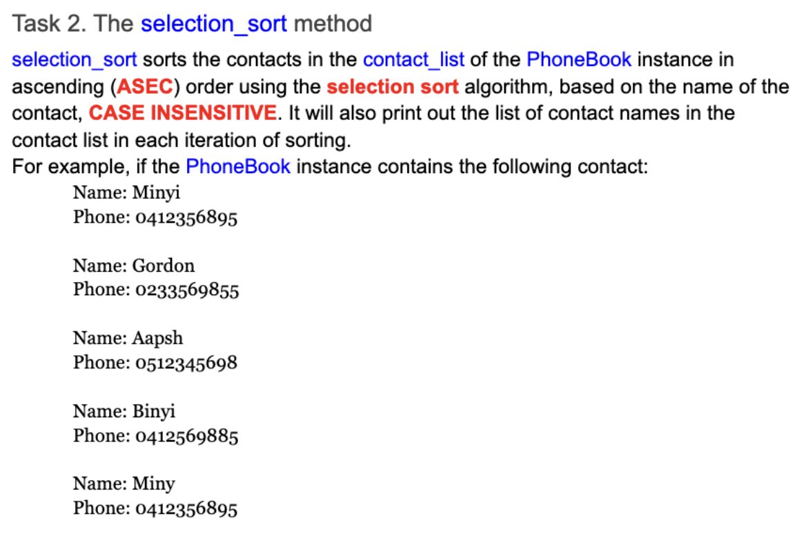 Solved Task 2 . The selection_sort method selection_sort | Chegg.com