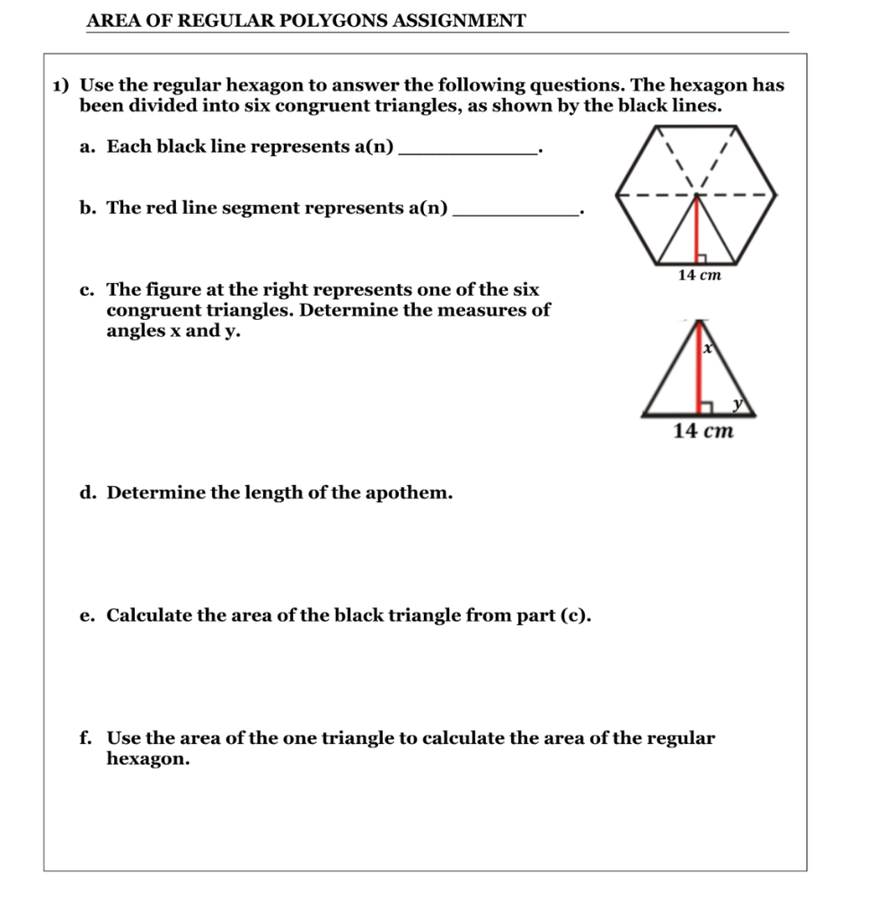 Solved AREA OF REGULAR POLYGONS ASSIGNMENT 1) Use the | Chegg.com