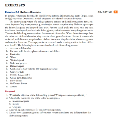 Solved EXERCISESExercise 2-9 ﻿Systems ConceptsIn general, | Chegg.com