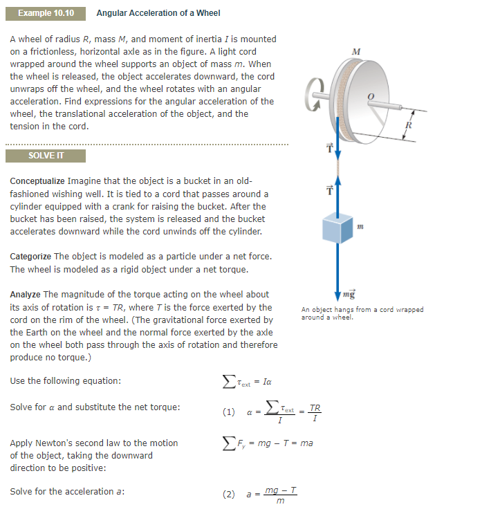 Solved Example 10.10 Angular Acceleration of a Wheel M A | Chegg.com