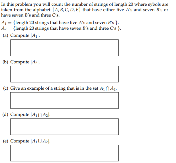 Solved In this problem you will count the number of strings | Chegg.com