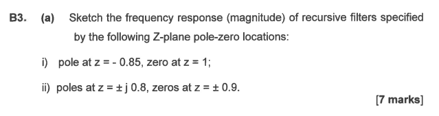 Solved B3. (a) ﻿Sketch the frequency response (magnitude) | Chegg.com