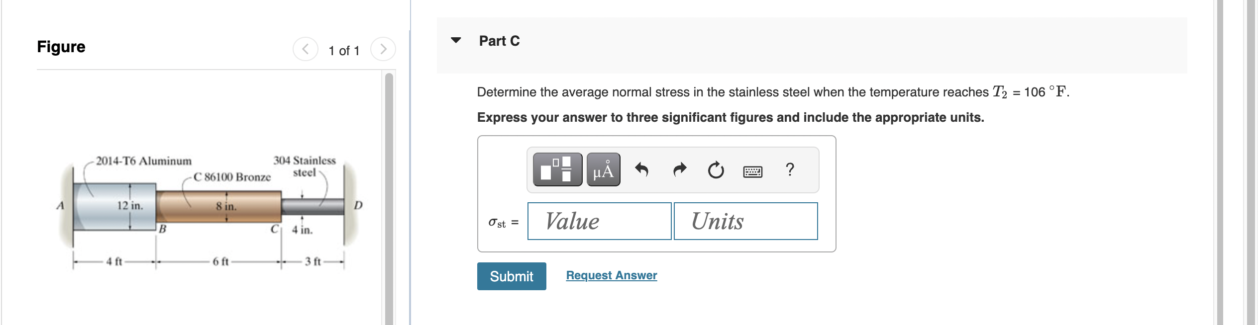 Solved The assembly has the diameters and material make-up | Chegg.com
