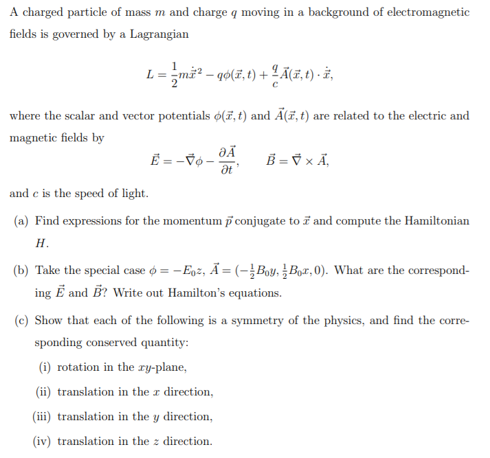Solved A charged particle of mass m and charge q moving in a | Chegg.com