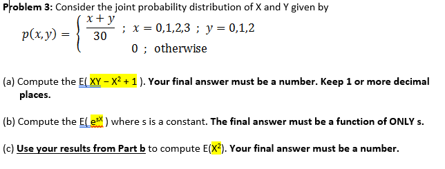Solved Problem 3: Consider the joint probability | Chegg.com