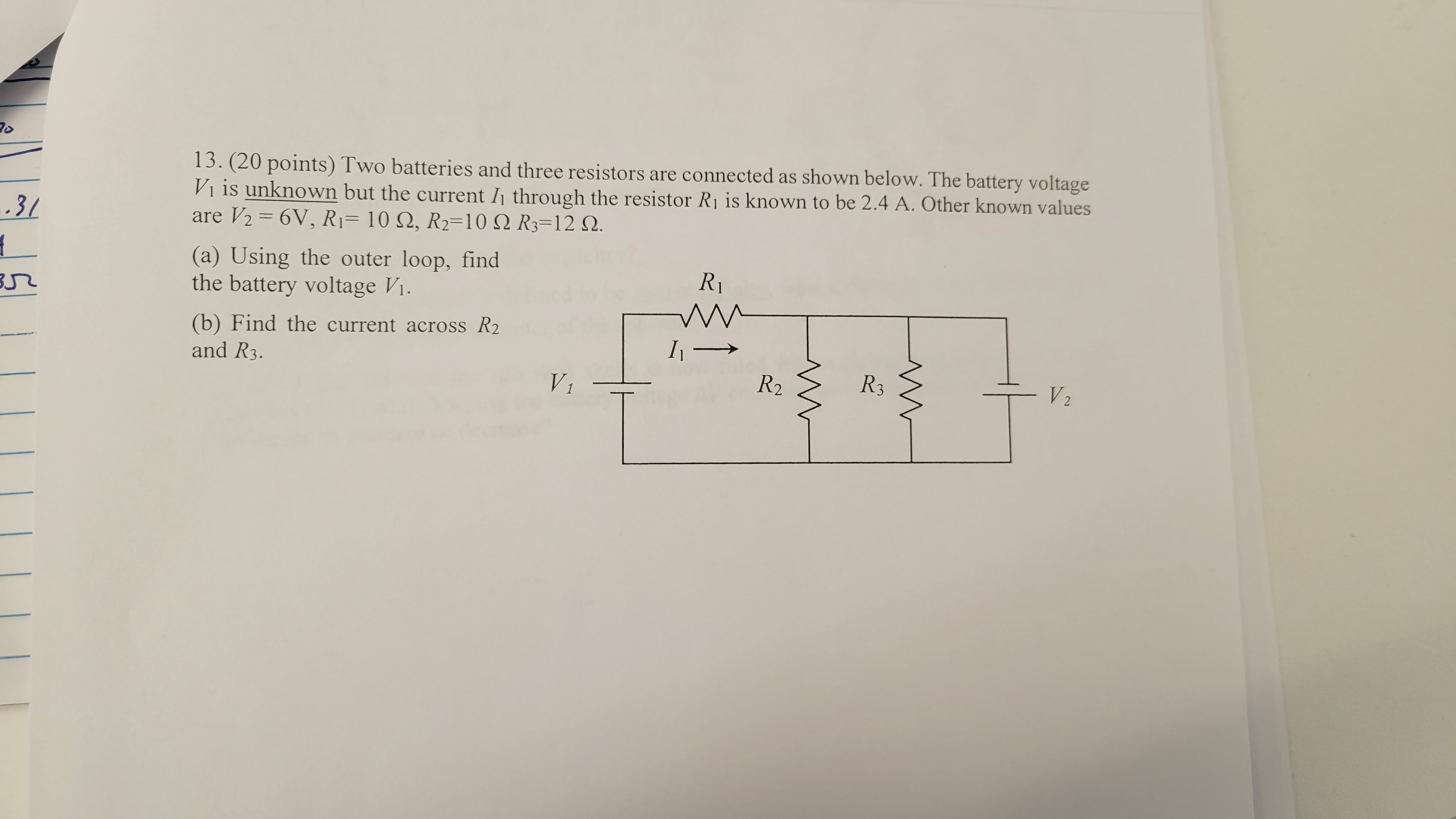 Solved V2 6 V R1 10Ω R2 10Ωr3 12Ω