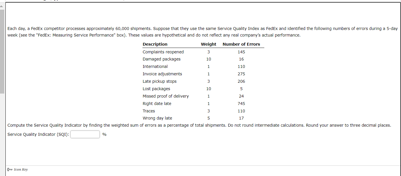 Solved week (see the "FedEx: Measuring Service Performance" | Chegg.com