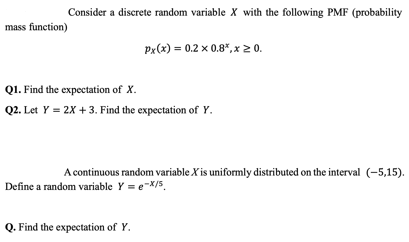 Solved Consider a discrete random variable X with the | Chegg.com