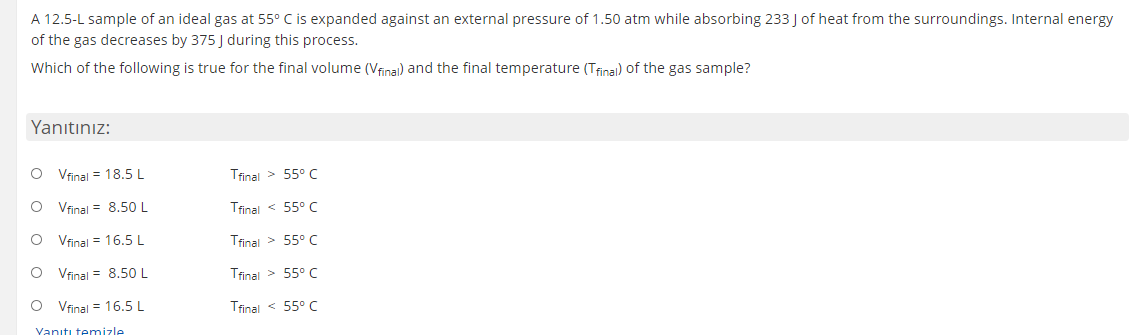 Solved A 12.5-L sample of an ideal gas at 55° C is expanded | Chegg.com