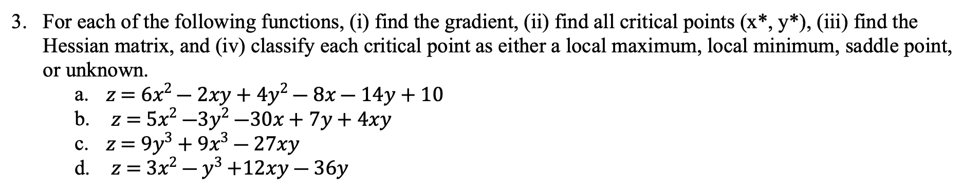 3. For each of the following functions, (i) find the | Chegg.com