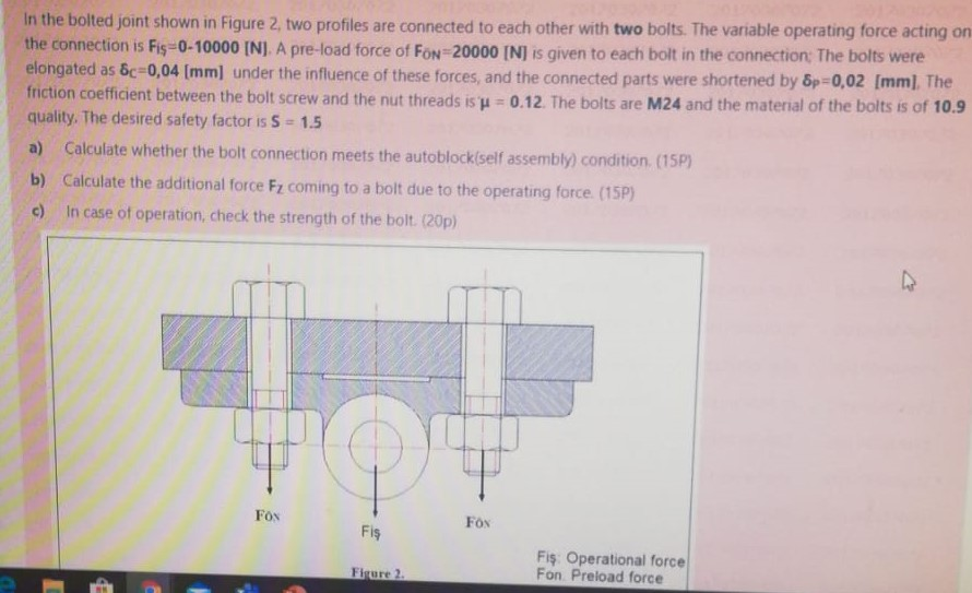In the bolted joint shown in Figure 2, two profiles | Chegg.com