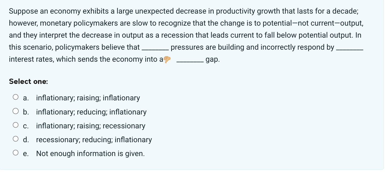 Solved Suppose an economy exhibits a large unexpected | Chegg.com