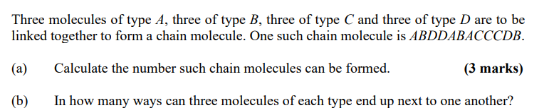 Solved Three molecules of type A, three of type B, three of | Chegg.com