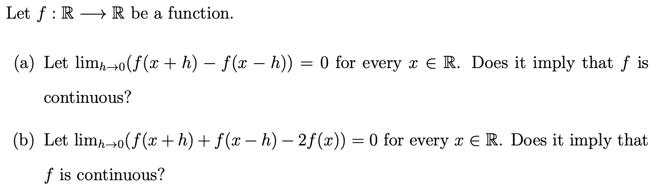 Solved Let f:R R be a function. (a) Let | Chegg.com