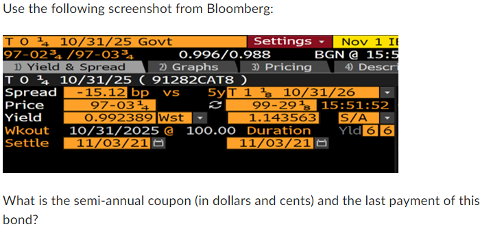 Solved Use the following screenshot from Bloomberg: What is | Chegg.com
