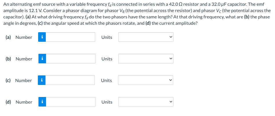 Solved An Alternating Emf Source With A Variable Frequency 