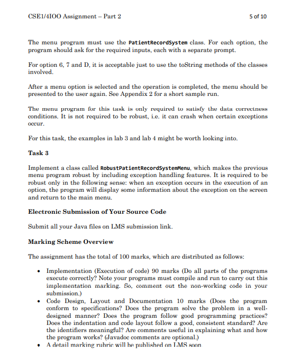 CSE1/4100 Assignment - Part 2 1 of 10 CSE1100/CSE4100 | Chegg.com