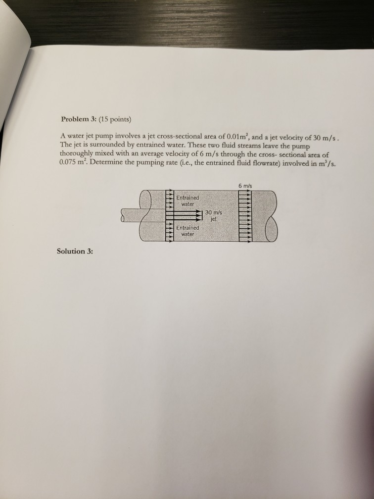 Solved Problem 3: (15 points) A water jet pump involves a | Chegg.com Solved Problem 3: (15 points) A water jet pump involves a | Chegg.com