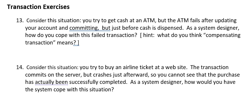 Solved Transaction Exercises 13. Consider this situation: | Chegg.com