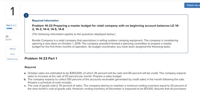 Solved Check my w Required information Problem 14-23 | Chegg.com