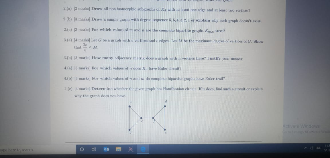 Solved Bapu 2. (a) [3 marks] Draw all non isomorphic | Chegg.com