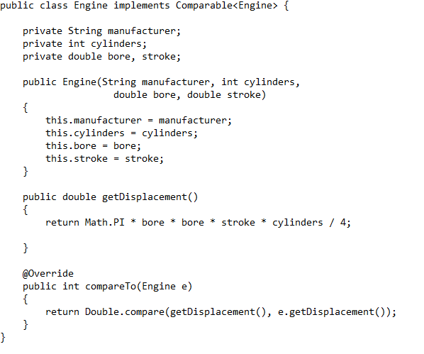 Solved public class Engine implements Comparable { private | Chegg.com