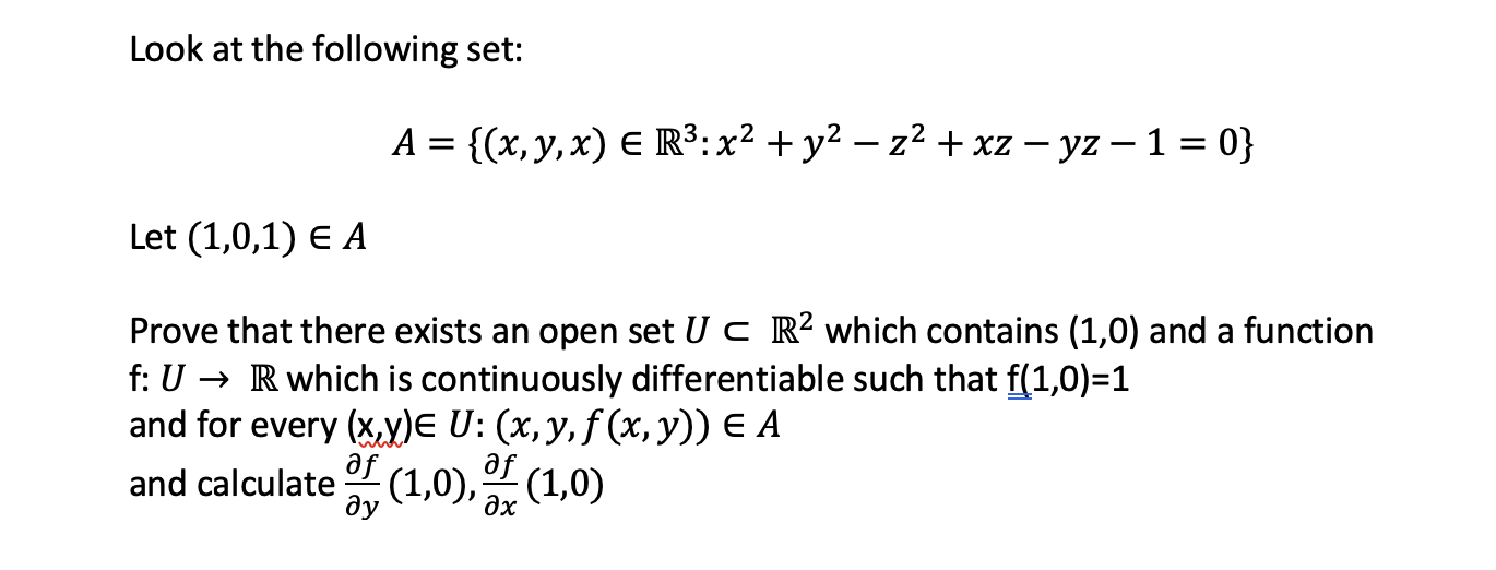 Solved Look at the following set: A = {(x, y, x) = R³: x² + | Chegg.com