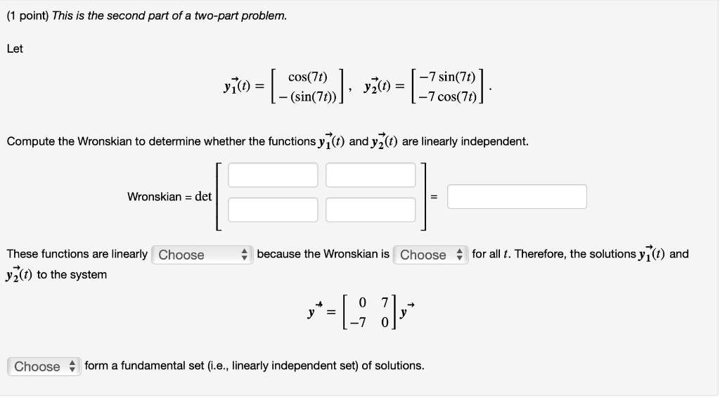 (1 point) This is the second part of a two-part | Chegg.com