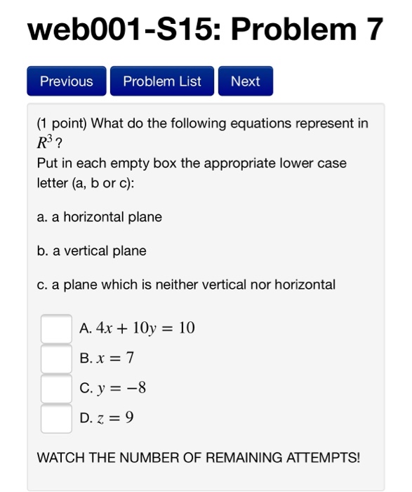 Solved web001-S15: Problem 2 PreviouS Problem List Next (1 | Chegg.com