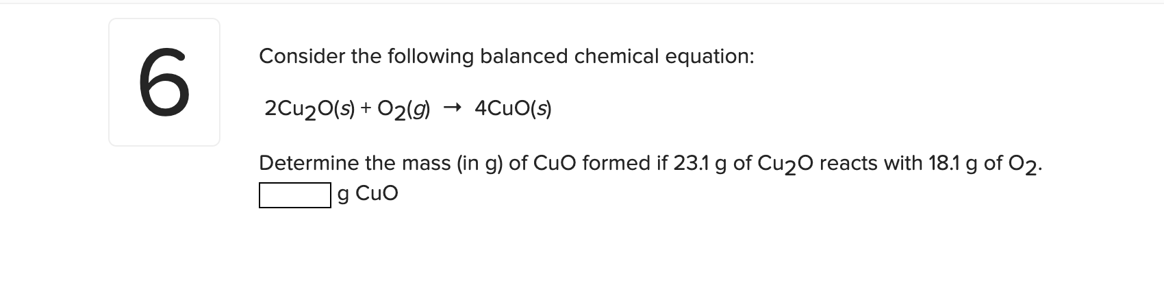Solved Consider the following balanced chemical equation: 6 | Chegg.com