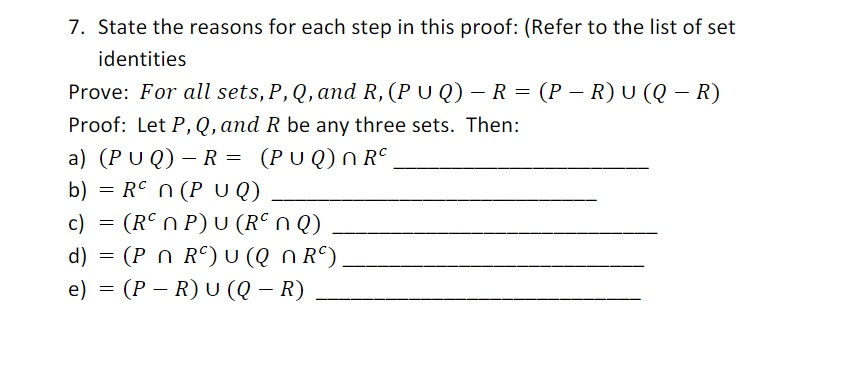 Solved 7. State the reasons for each step in this proof: | Chegg.com