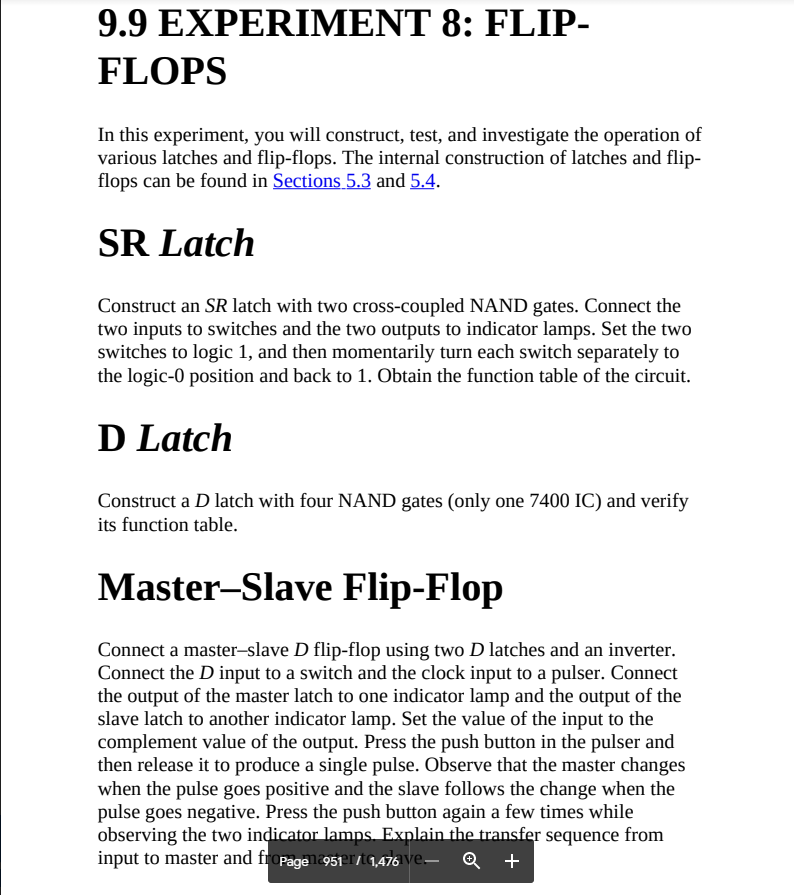 Solved 9.9 EXPERIMENT 8: FLIP- FLOPS In this experiment, you | Chegg.com